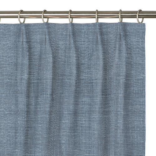 Custom Drape - Euro - Textured Blue - 35 " width x 117 " height – Wovn Home